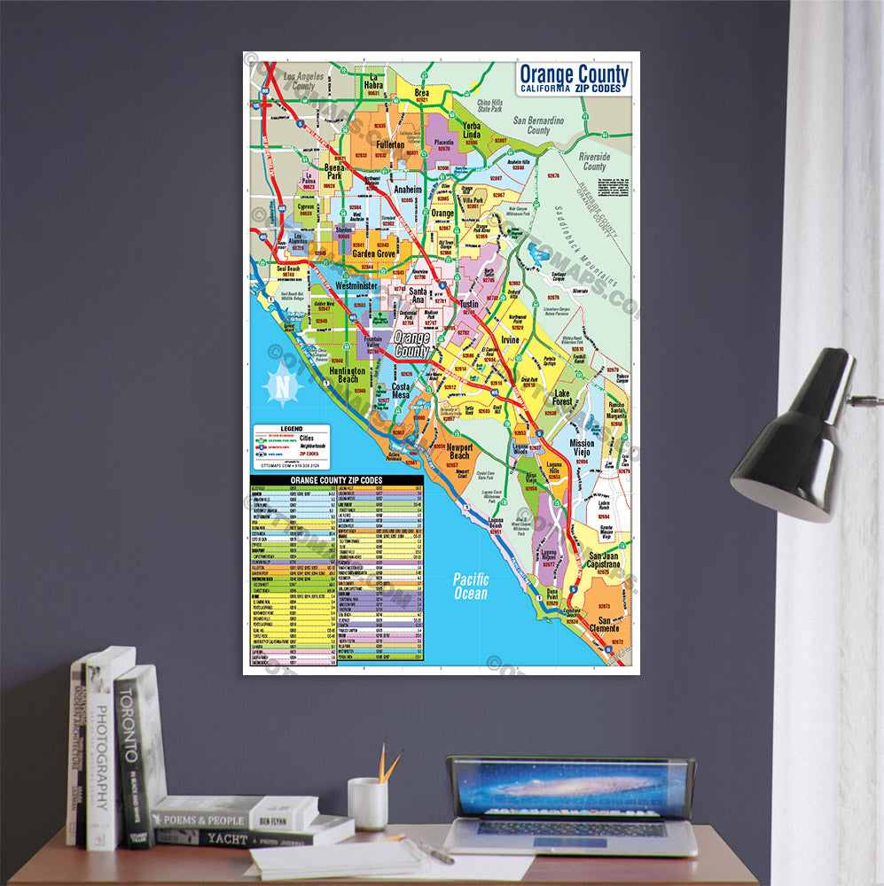 Orange County Zip Code Map - Cities colorized - POSTER PRINTS – Kitchen ...